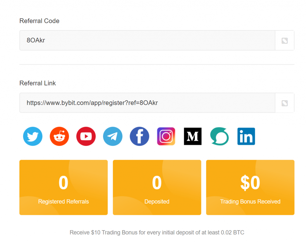 Bybit Referral Code : Llg5W , $100 on Signup + $10 For Referral